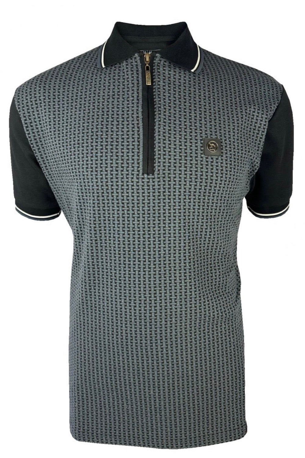 Basket Knit Zip Panel Polo - Black – STOMP CLOTHING